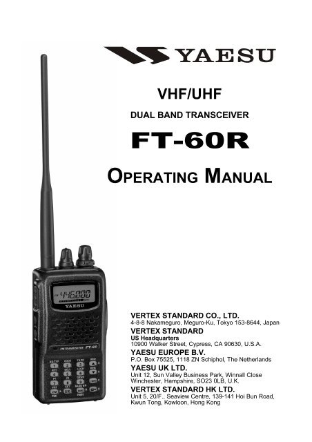 FT-60R Operating Manual - Yaesu UK Ltd