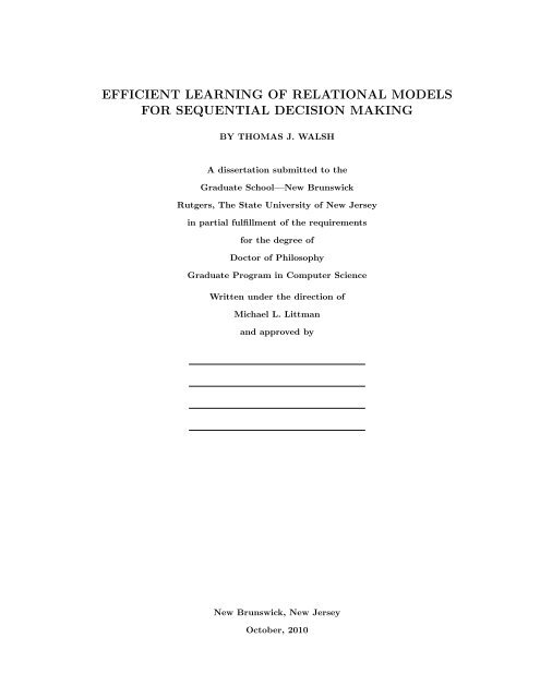 efficient learning of relational models for sequential decision making