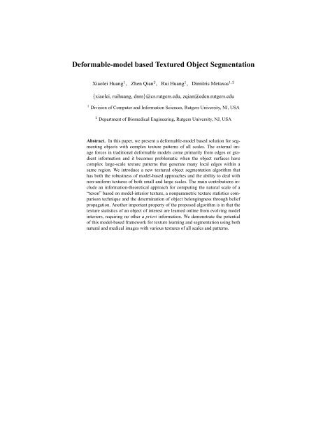 Deformable Model Based Textured Object Segmentation Citeseerx