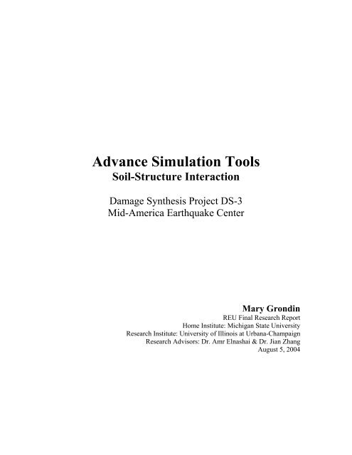 Advance Simulation Tools: Soil-Structure Interaction - MCEER