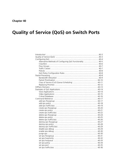 Chapter 40: Quality of Service (QoS) on Switch Ports - Allied Telesis