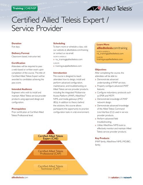 Download Training Information and Syllabus - Allied Telesis