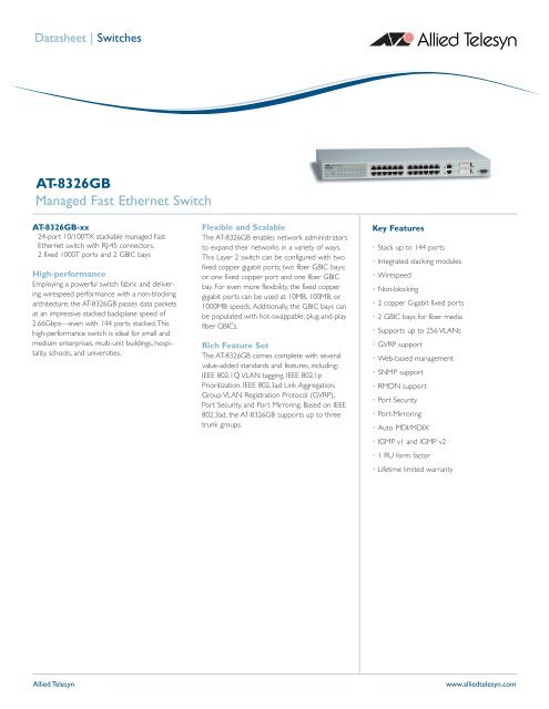 AT-8326GB Datasheet - Allied Telesis