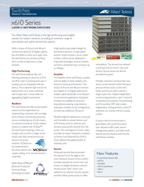 x610 Series Switches - Allied Telesis