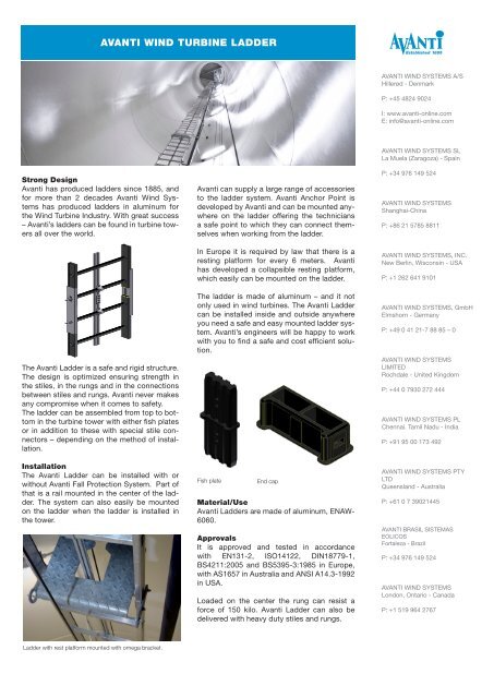 AVANTI WIND TURBINE LADDER - Avanti Online