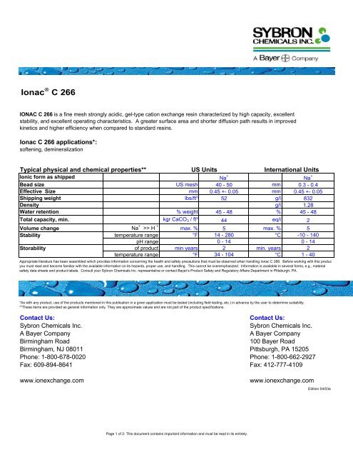 Ionac C 266 - Res-Kem Corporation
