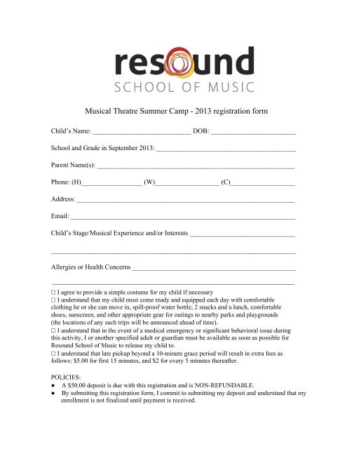 registration form - Resound School of Music