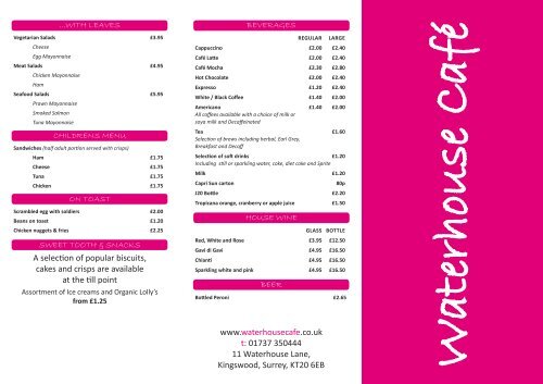 Download the Waterhouse Cafe Menu - UK Restaurant Menus