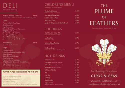 Download the Plume of Feathers Menu - UK Restaurant Menus