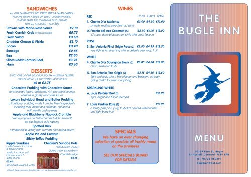 Download the Bugle Inn Menu - UK Restaurant Menus