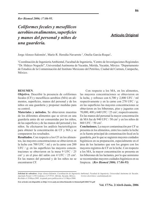 Coliformes fecales y mesofÃ­licos aerobios en alimentos, superficies ...