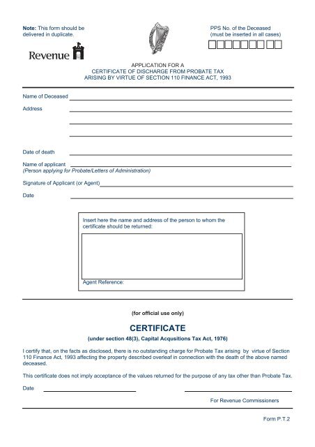 Form PT2 - Revenue Commissioners