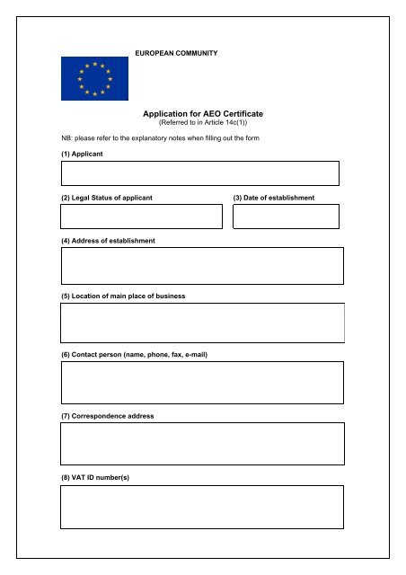 Application for AEO Certificate (PDF, 48KB)