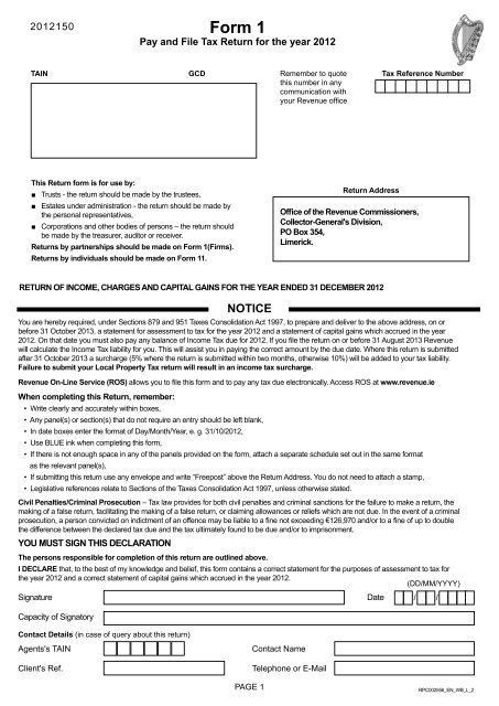 Form 1 - Revenue Commissioners