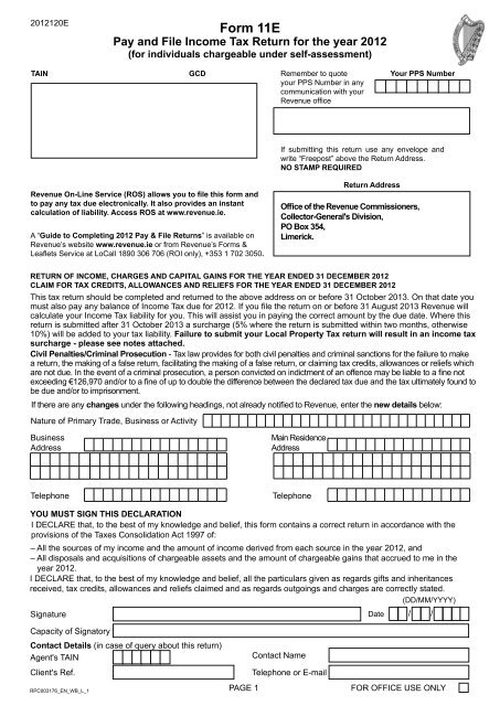 Form 11E 2012 - Revenue Commissioners