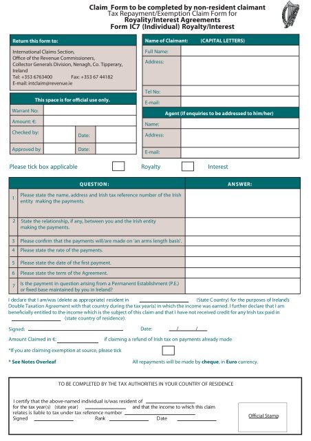 form IC7 - Revenue Commissioners