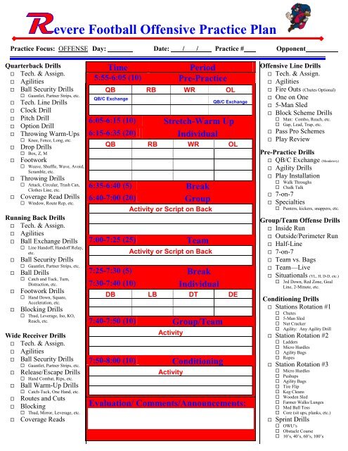 Cardinal Football Practice Plan - Revere Local Schools