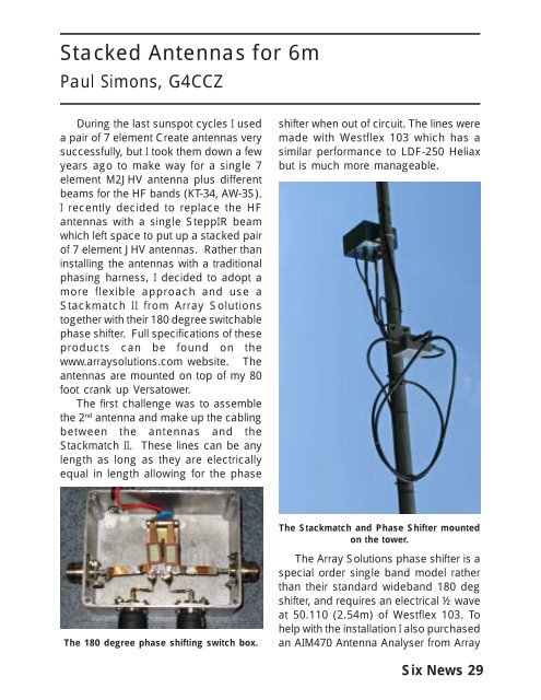 Stacked Antennas for 6m - Array Solutions