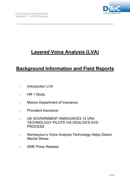 Layered Voice Analysis (LVA) - D-Tec System Consulting