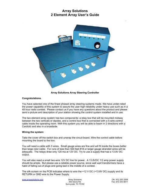 Two Element LC Network Array User's Guide - Array Solutions
