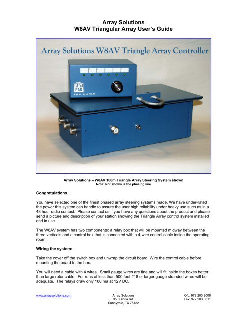 W8AV Triangular Array Manual - Array Solutions