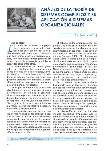 Análisis de la Teoría de Sistemas Complejos y ... - Revista de Marina