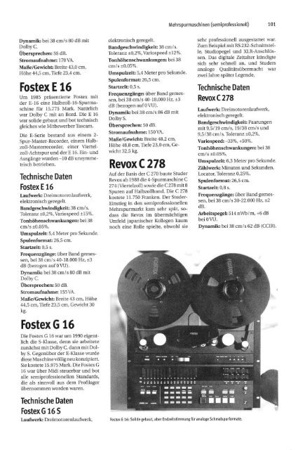 Fostex E 16 Fostex G 16 Revox C278 - Revoxsammler