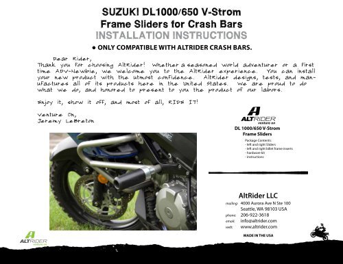 SUZUKI DL1000/650 V-Strom Frame Sliders for - RevZilla