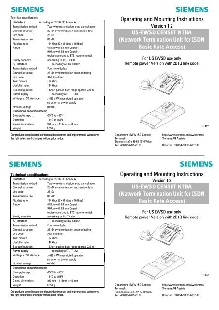 Network Termination Unit for ISDN Basic Rate Access