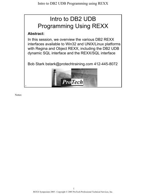 Intro To Db2 Udb Programming Using Rexx The Rexx Language