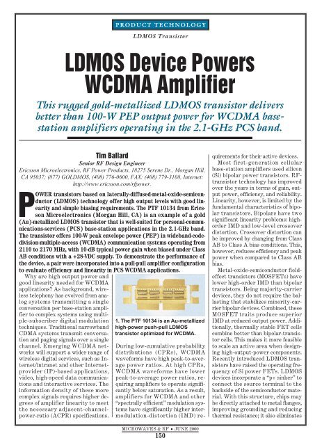 LDMOS Device Powers WCDMA Amplifier