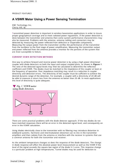 A VSWR Meter Using a Power Sensing Termination