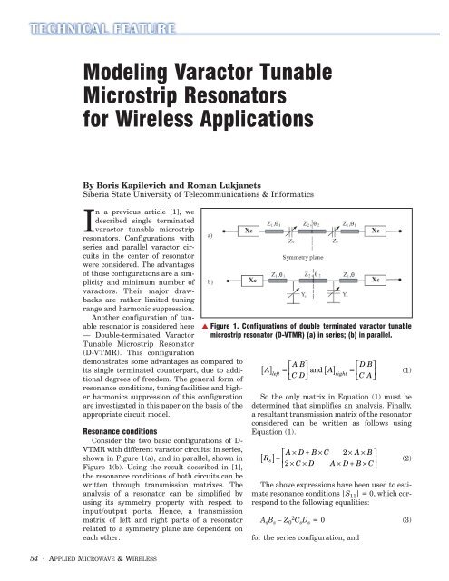 Modeling Varactor Tunable Microstrip Resonators for Wireless ...