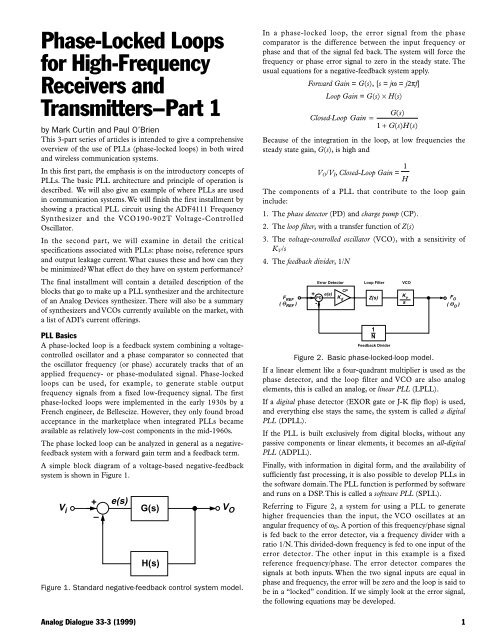 Phase-Locked Loops for High-Frequency Receivers and ...