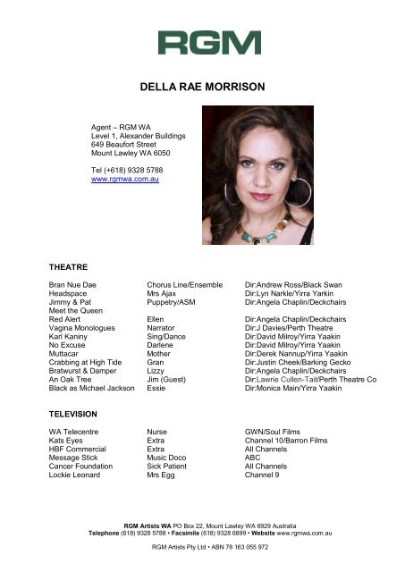 Della Morrison CV - RGM Artist Group WA