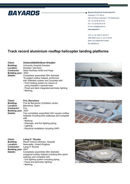 BAYARDS Track record aluminium rooftop helicopter landing ...