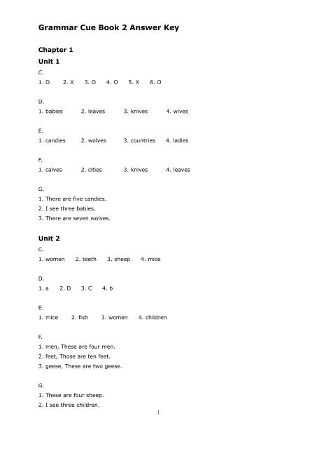 Grammar Cue Book 2 Answer Key