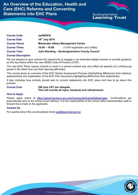 An Overview of EHC Reforms