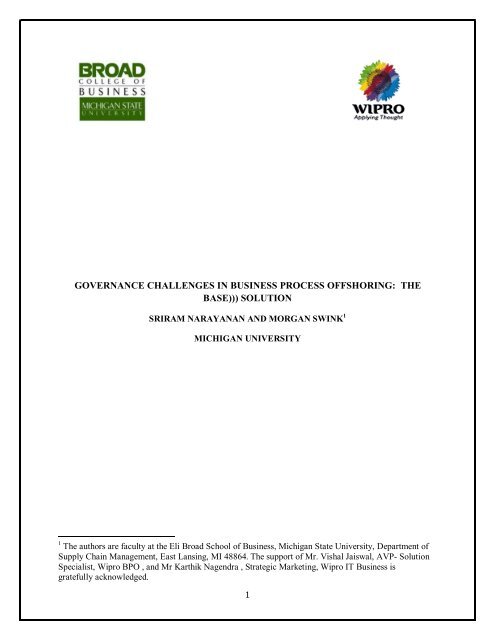 GOVERNANCE CHALLENGES IN BUSINESS PROCESS - Wipro