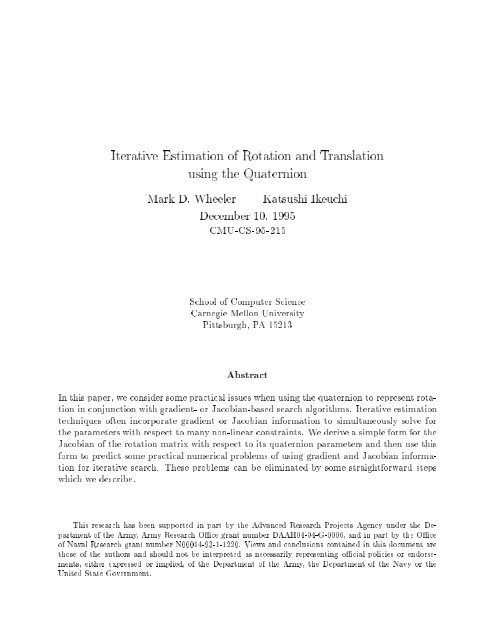 Iterative Estimation Of Rotation And Translation Using The Quaternion