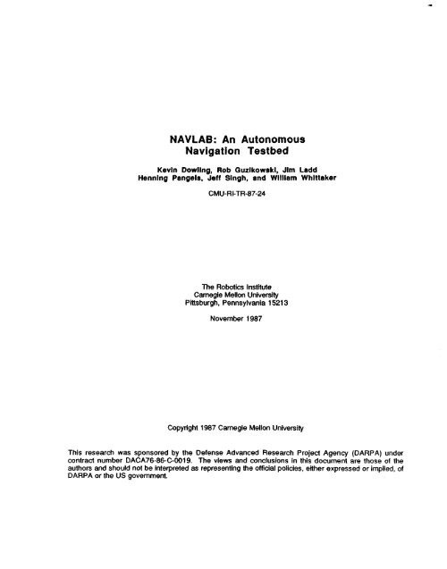 NAVLAB: An Autonomous Navigation Testbed - The Robotics ...