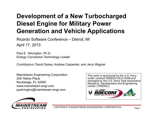 Development of a New Turbocharged Diesel Engine for ... - Ricardo