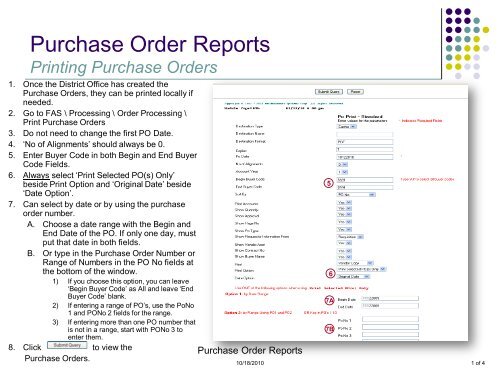 Purchase Order Reports