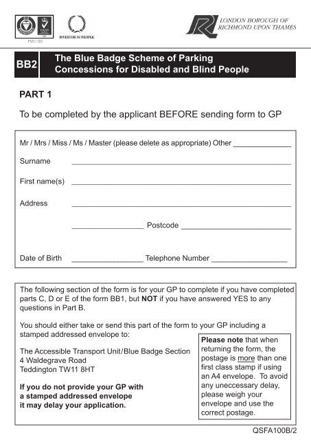 Blue Badge Guidance and GP Form