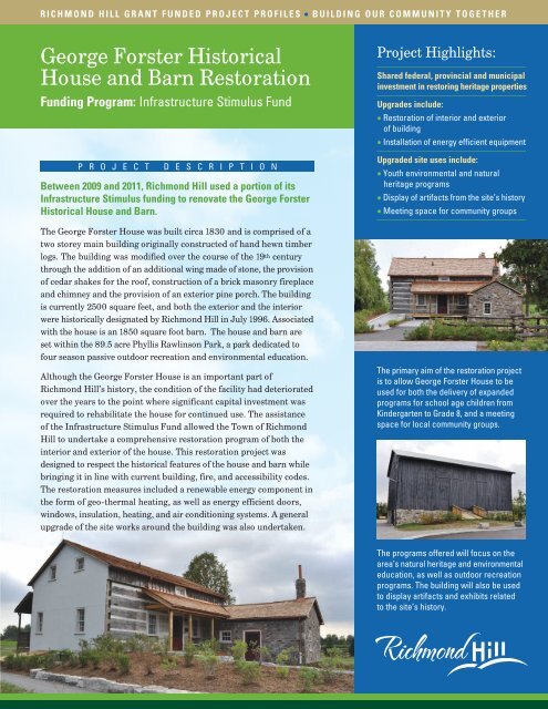 George Forster Historical House and Barn Restoration - Town of ...