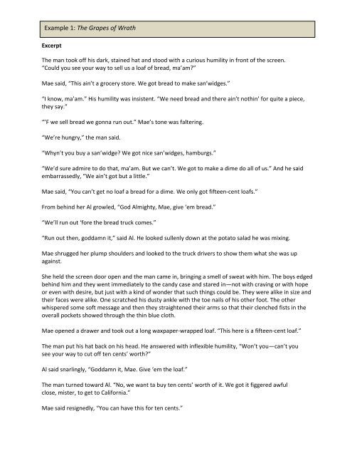 Example 1: The Grapes of Wrath