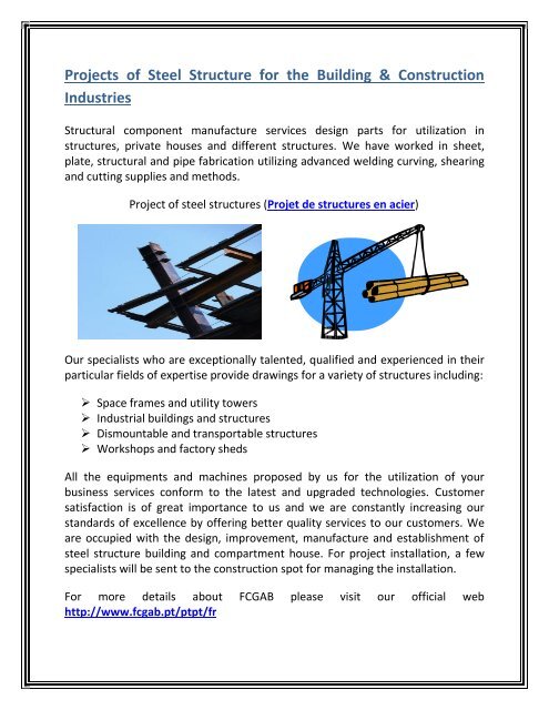 Projects of Steel Structure for the Building & Construction Industries
