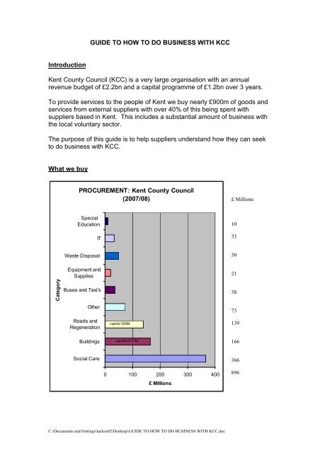 GUIDE TO HOW TO DO BUSINESS WITH KCC - Kent County Council