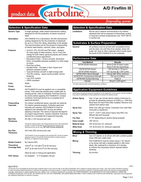 Data Sheet - A/D Fire Protection Systems