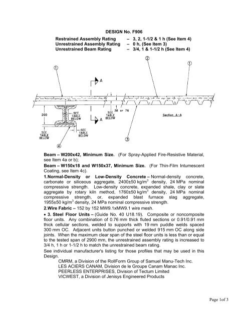 DESIGN No. F906 Restrained Assembly Rating - A/D Fire Protection ...